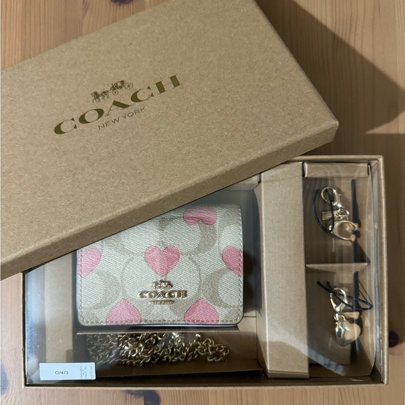 Coach | Bags | Coach Boxed Mini Wallet On A Chain In Signature Canvas ...